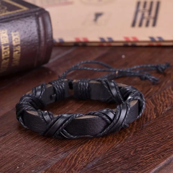 boho | Accessories | Mens Leather Handmade Braided Lion Head Bracelet ...